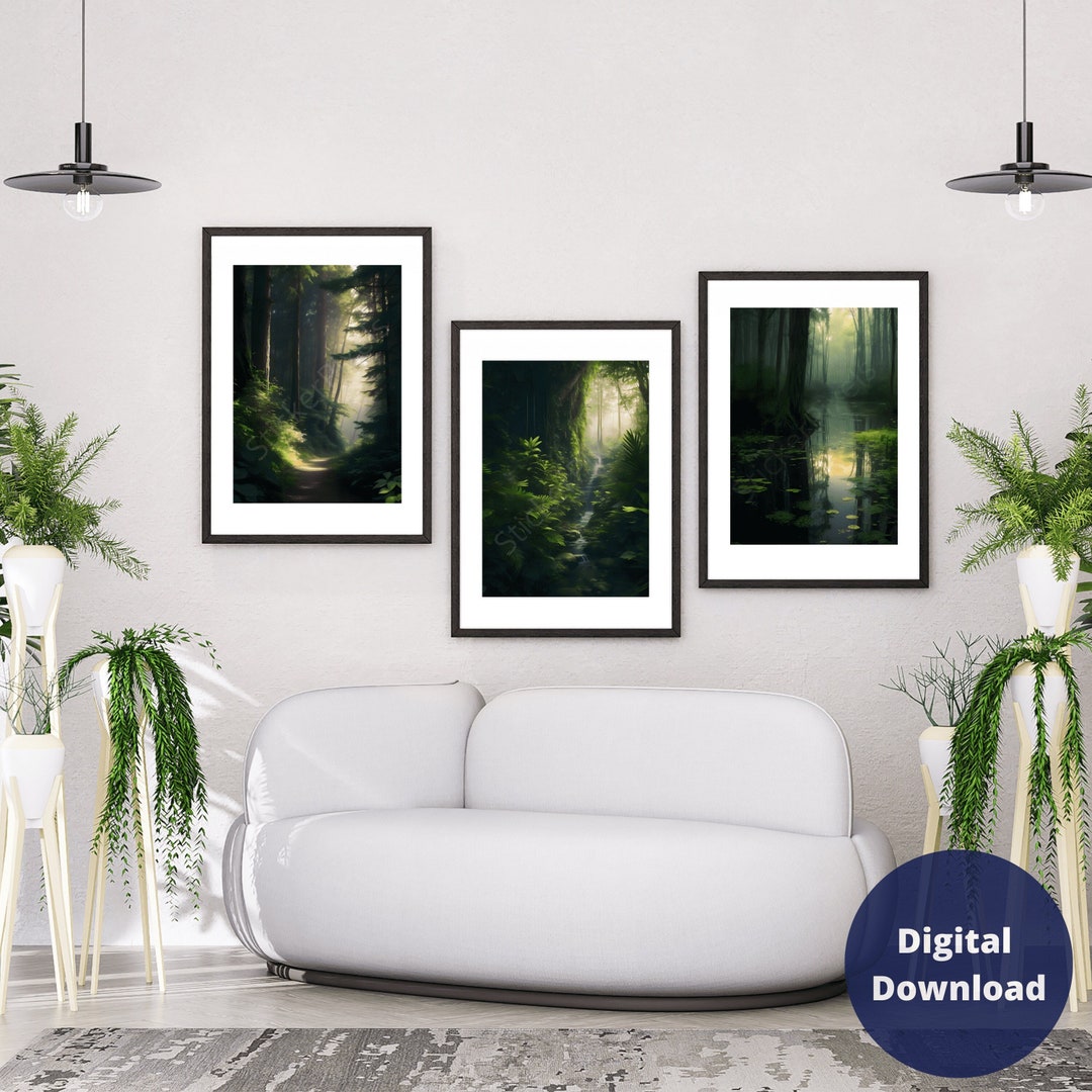 Printable Set of 3 Posters, Forest, Jungle and Swamp Wall Art, Room ...