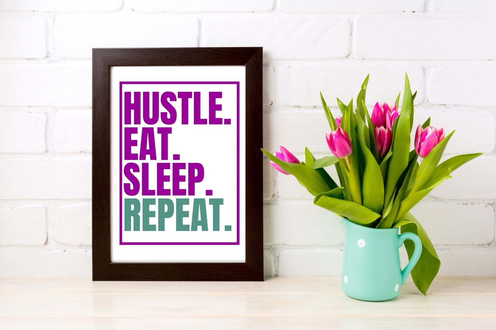 Hustle Eat Sleep Repeat Motivational Wall Art Inspirational - Etsy