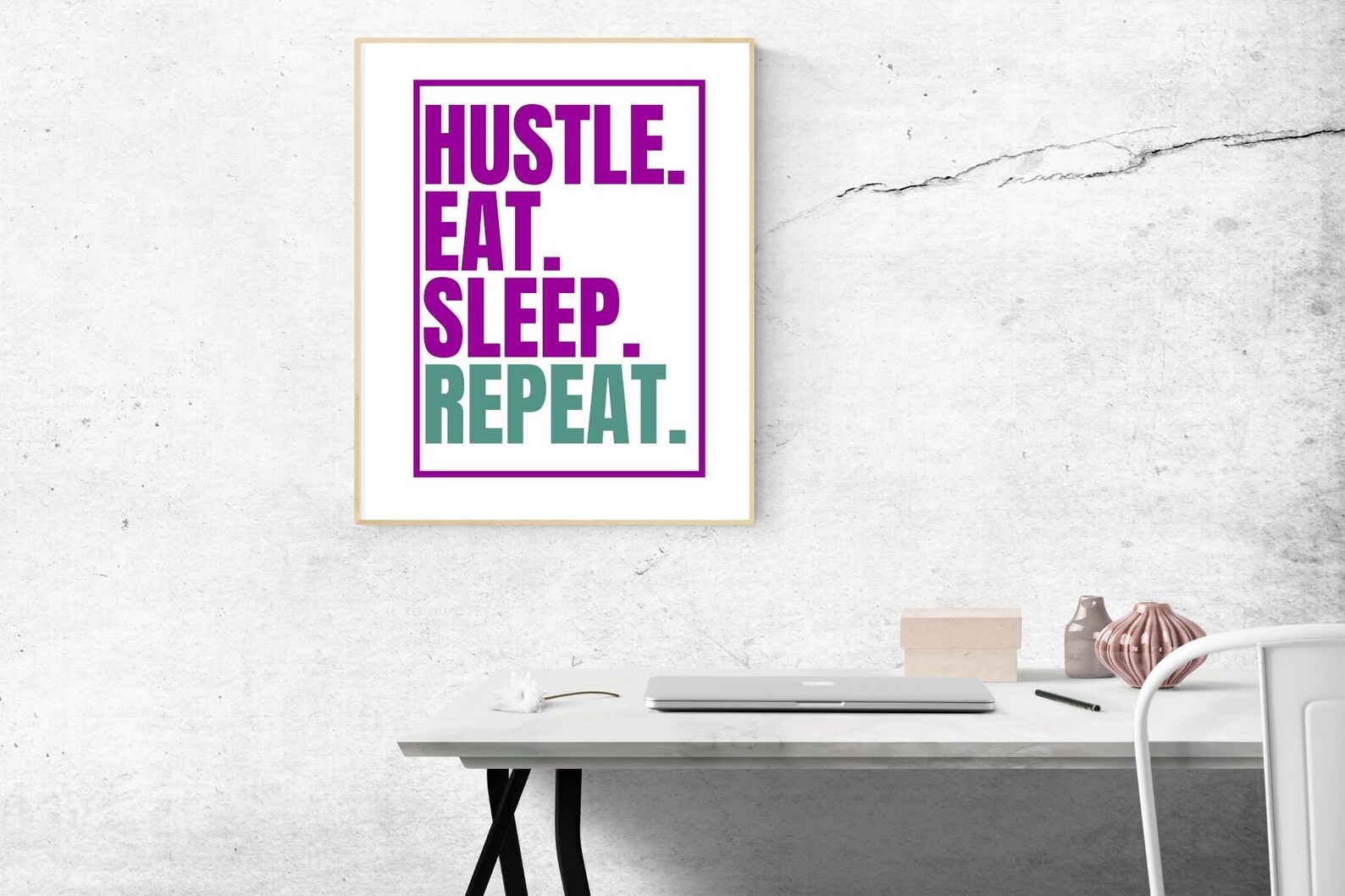 Hustle Eat Sleep Repeat Motivational Wall Art Inspirational - Etsy