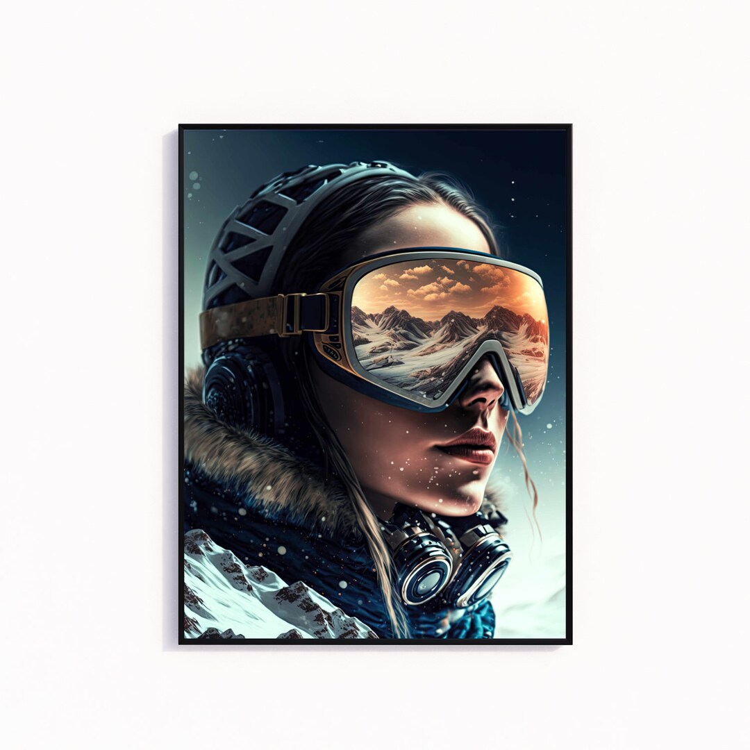 Poster Snowboard Girl Portrait Art Déco Birthday Present Valentines Day ...
