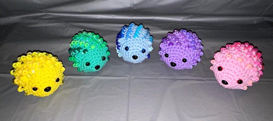 Crochet Beaded Hedgehog Fidget Toy-amigurumi-solid Color-pink, Purple ...