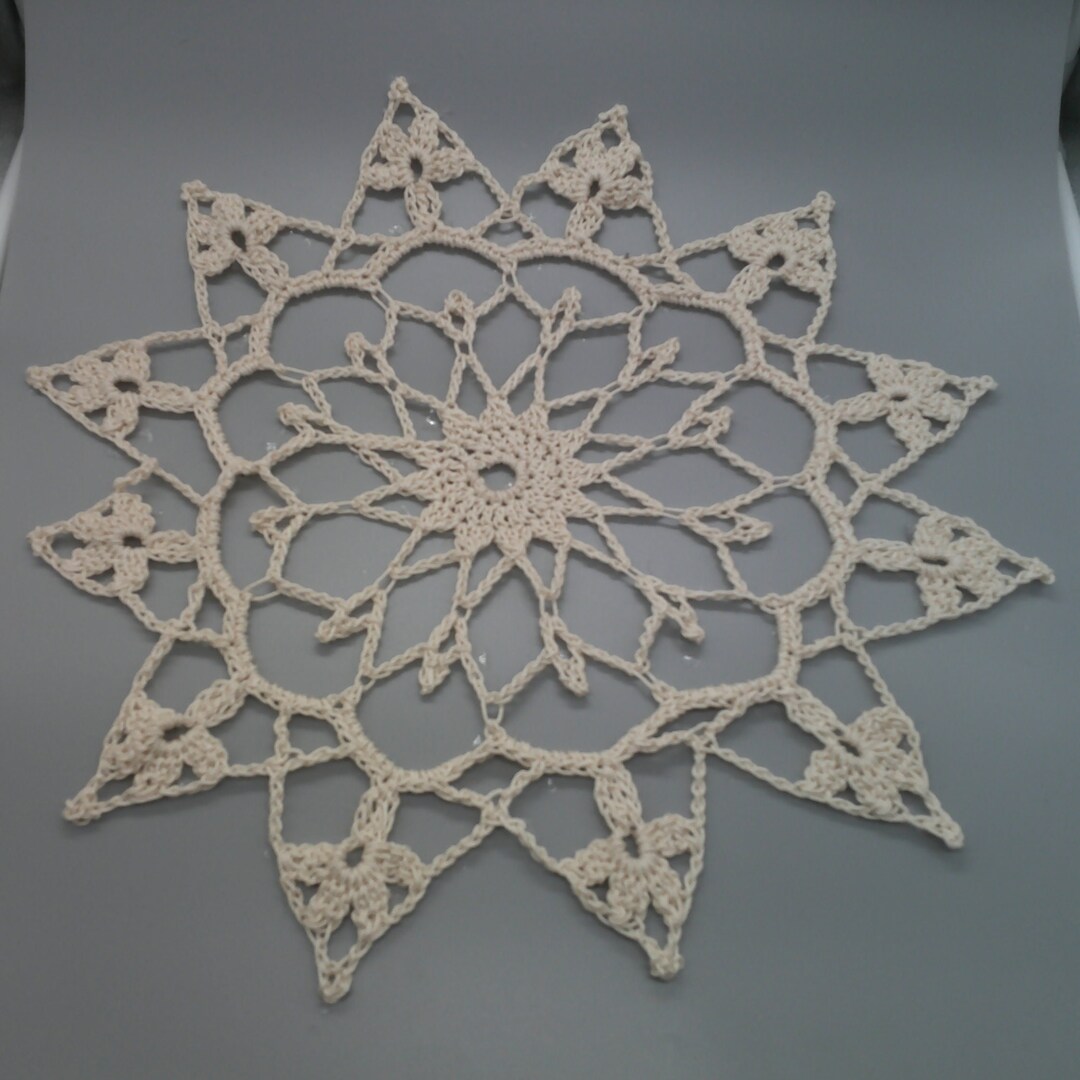 Round Star Flower Motif Crochet Doily-off White-14" - READY TO SHIP! - Etsy