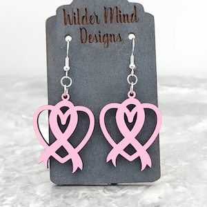 Breast Cancer Ribbon Earrings, Cancer Awareness, Ribbon Earrings, Pink ...