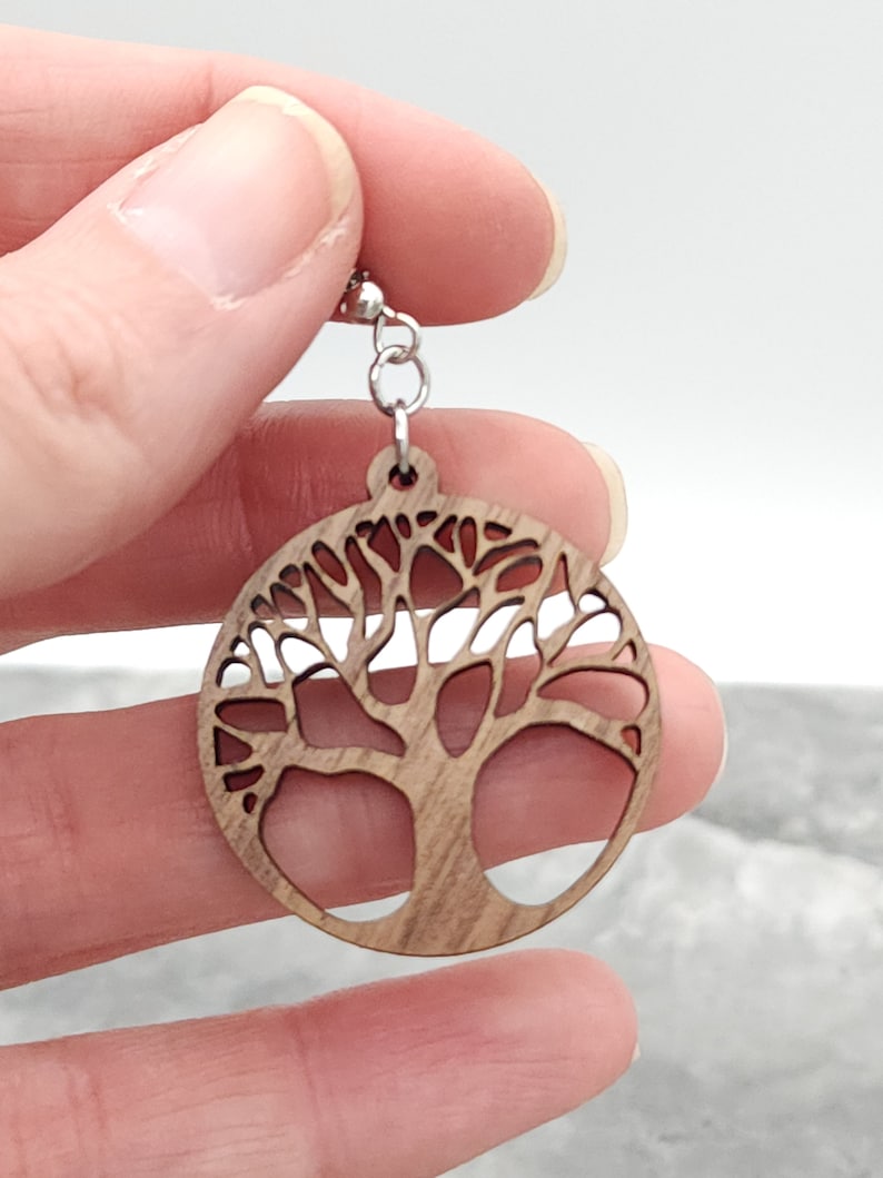 Tree of Life Earrings Wooden Tree Earrings Laser Cut - Etsy