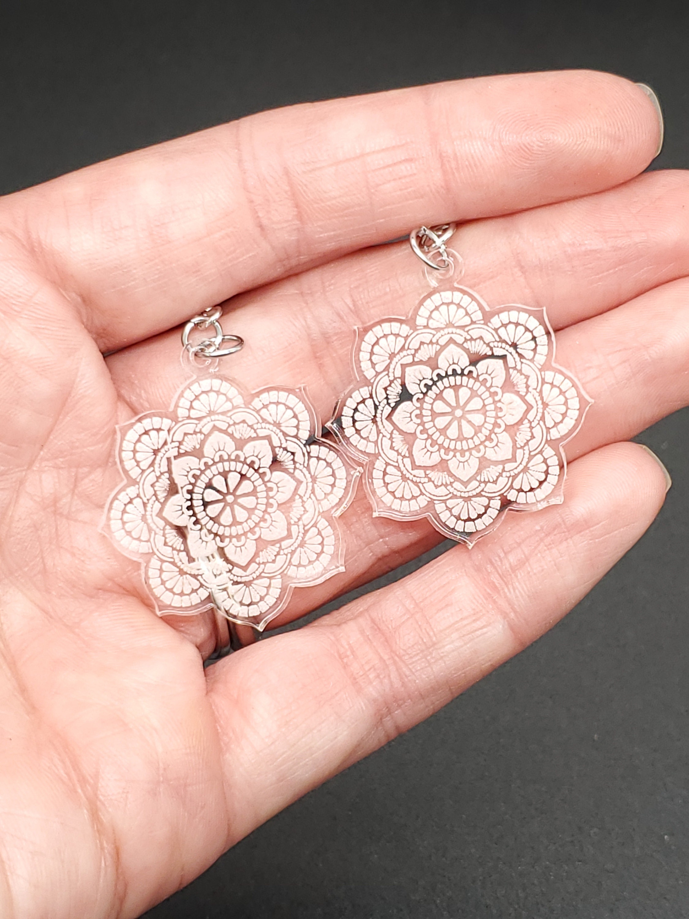 Acrylic Mandala Earrings Laser Cut Mandala Earrings Acrylic | Etsy