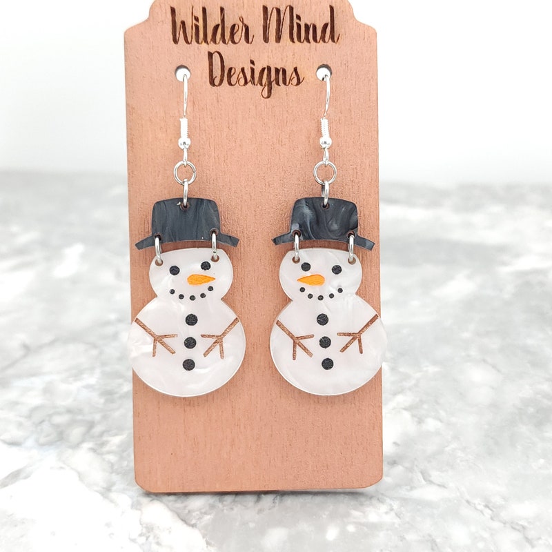 Snowman Earrings - Etsy