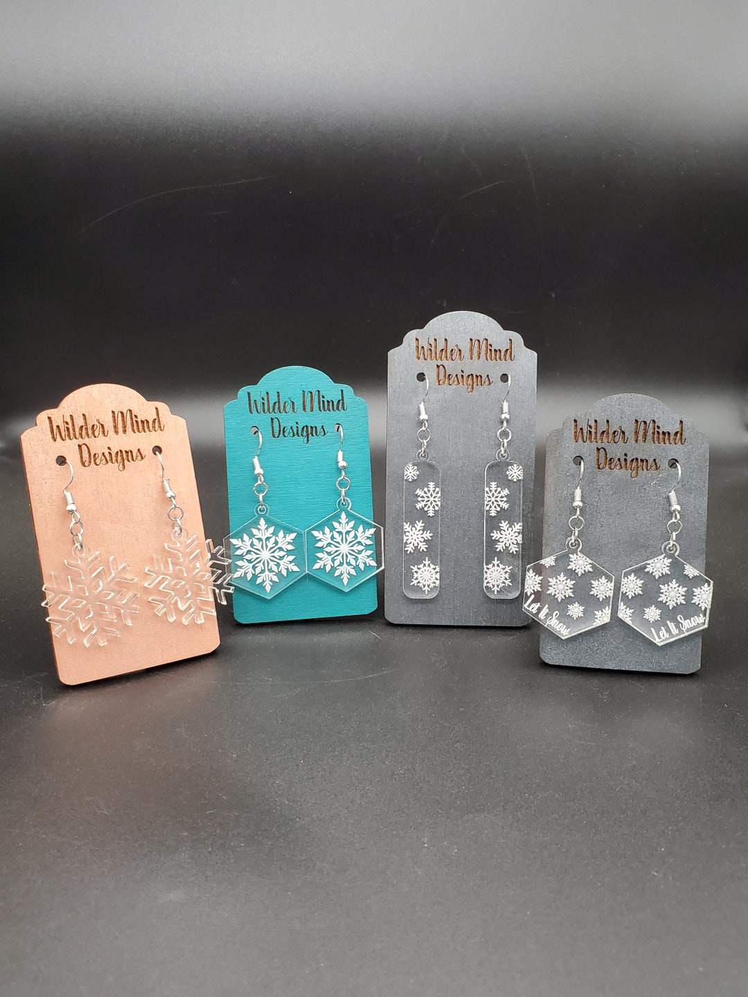 Acrylic Laser Engraved Snowflake Earrings, Winter Earrings, Snowflake ...