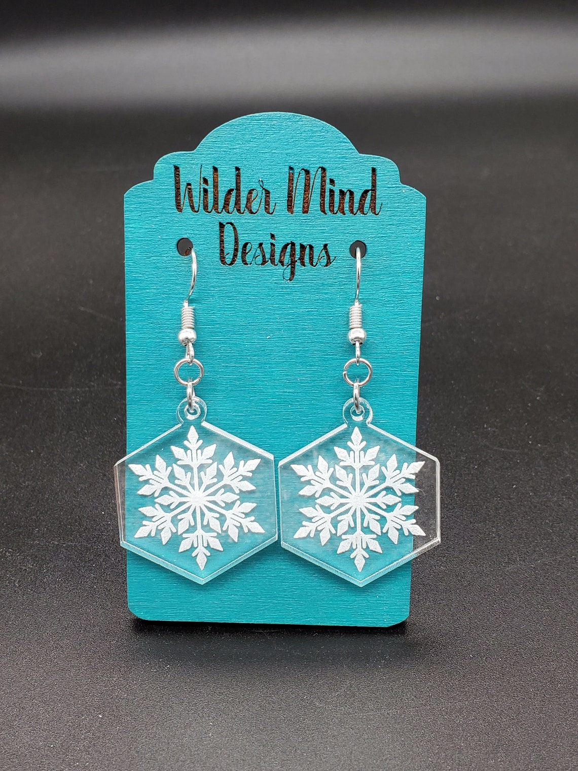 Acrylic Laser Engraved Snowflake Earrings Winter Earrings | Etsy