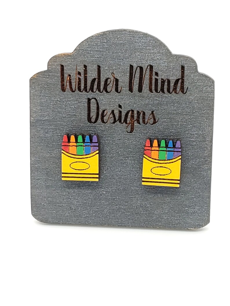 Crayon Earrings Pencil Earrings Crayon Studs School - Etsy