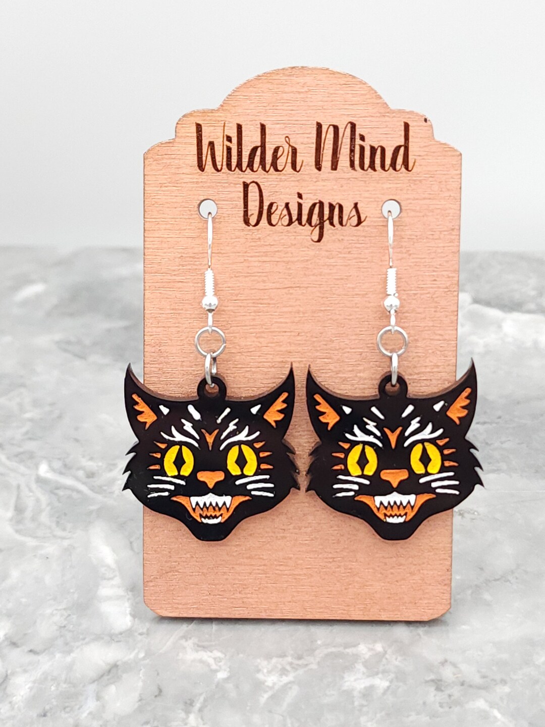 Vintage Cat Earrings, Cute Cats, Cat Gift, Spooky Cat Earrings, Cat ...