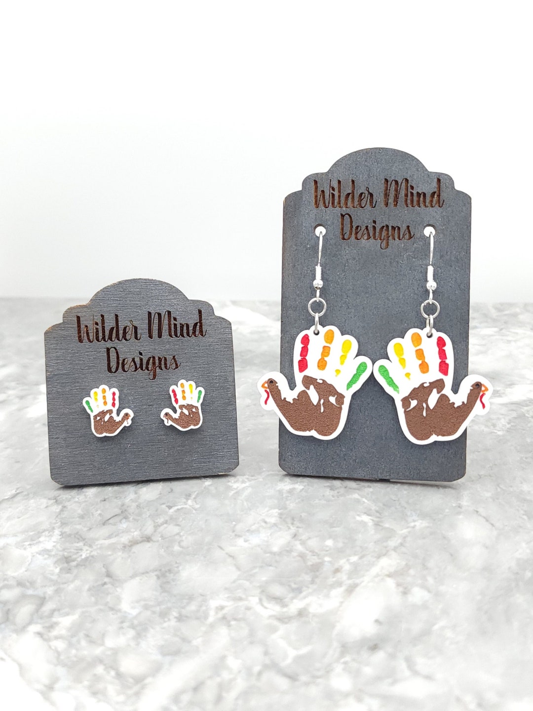 Handmade Turkey Handprint Earrings: Thanksgiving Acrylic Earrings - Etsy