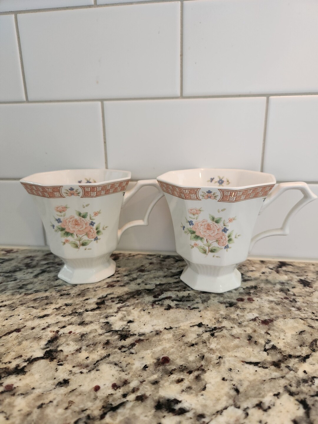Set of 2 Vintage Nikko Classic Collection Cameo Rose Footed Cups ...