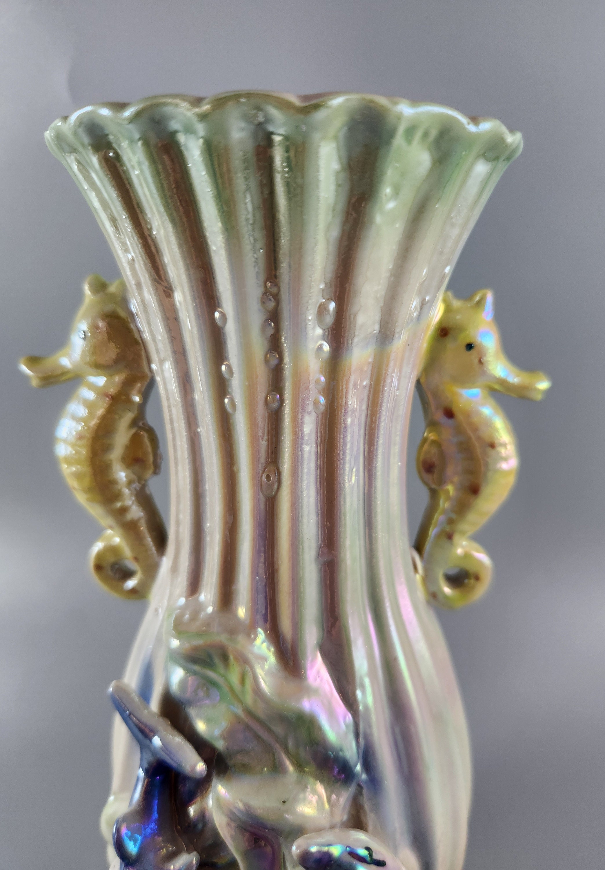 Vintage Lusterware Dolphin Vase, Sealife Vase, Beach Decor, Table Decor ...