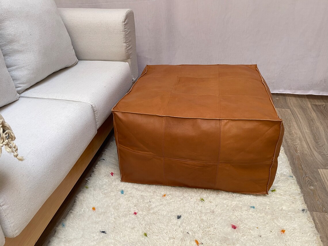 LEATHER OTTOMAN Ottoman Coffee Table Large Pouf Floor - Etsy