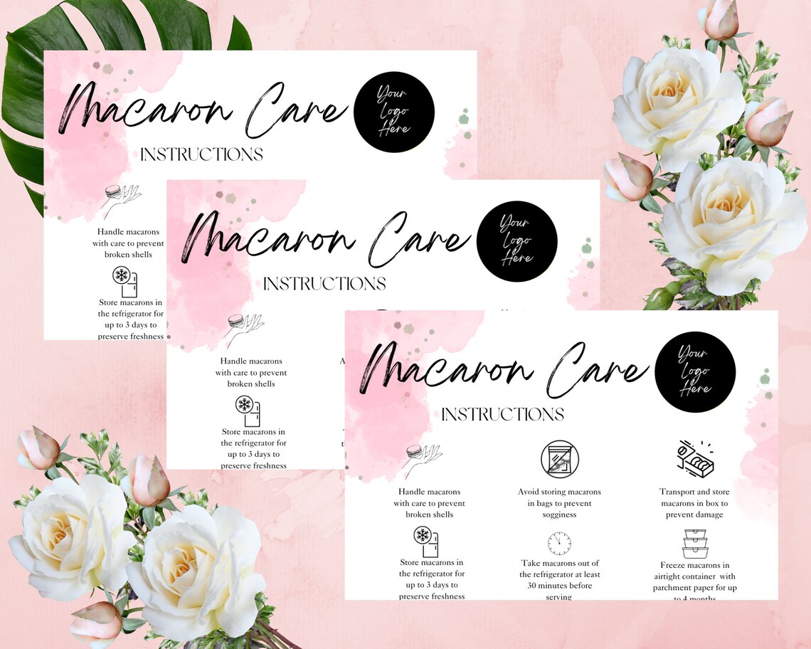 Macaron Care Card Template, Canva Editable Macaron Care Cards ...