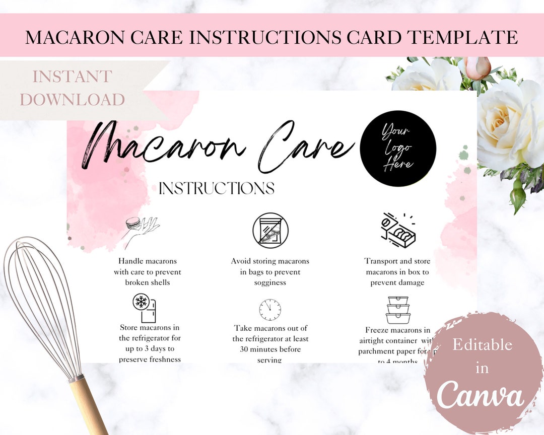 Macaron Care Card Template, Canva Editable Macaron Care Cards ...