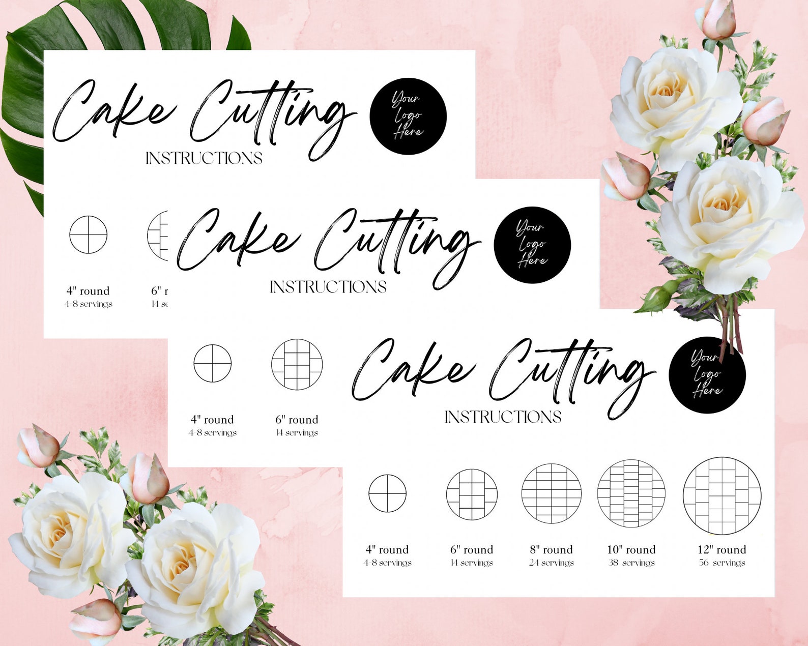 Cake Cutting Instructions Card Template, Canva Editable Cake Cutting ...