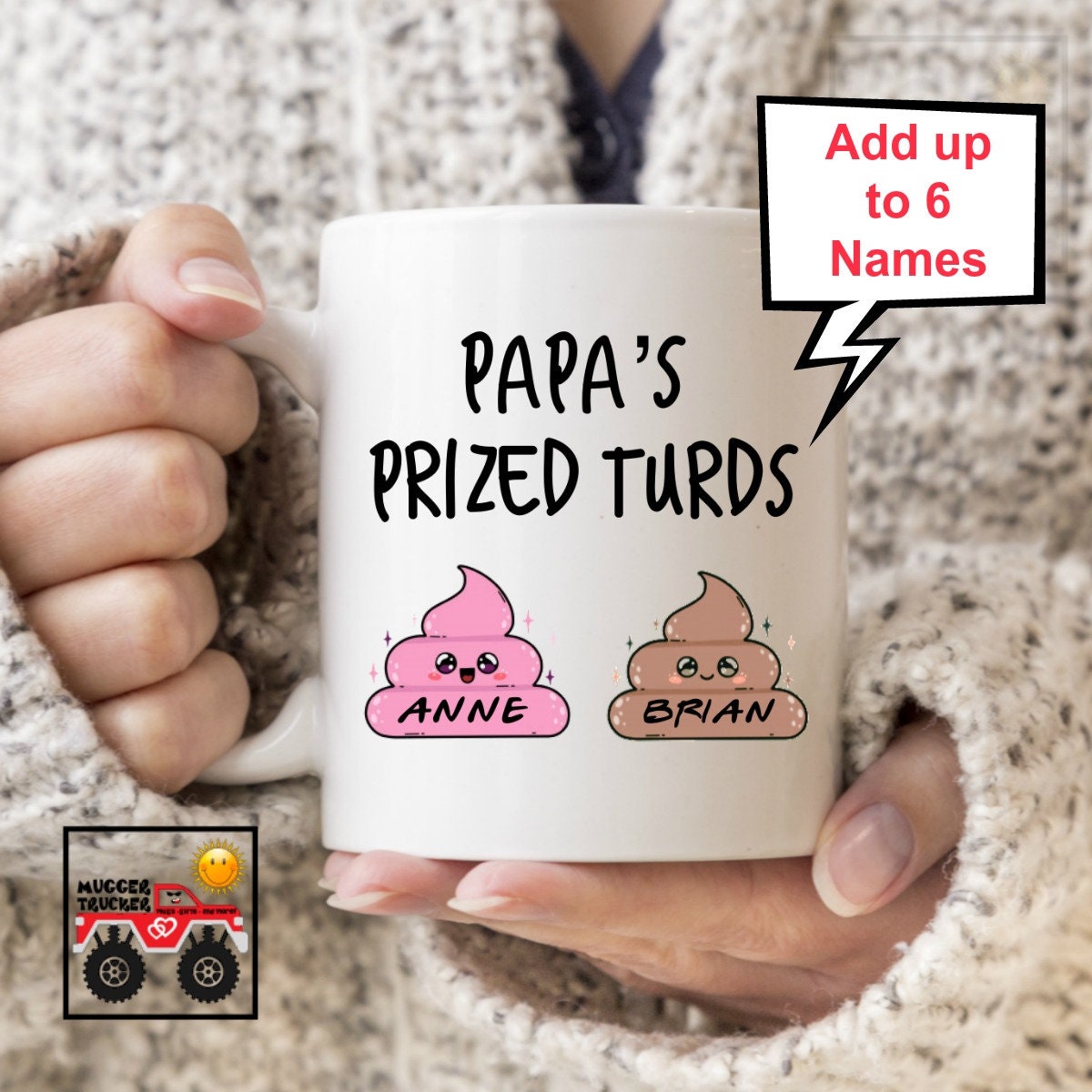 Papa's Favorite Turd Mug Funny Father's Day Customized Mug Grandpa ...
