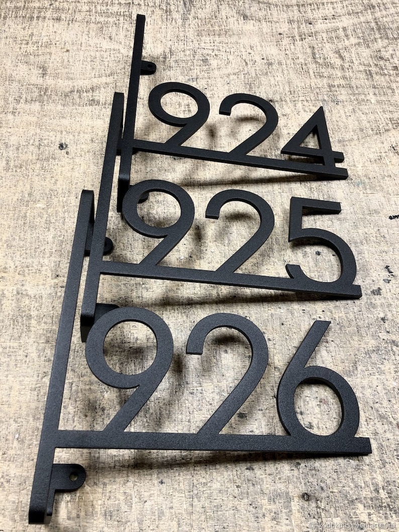 Steel House Number Sign | Custom Weathered Metal Address Plate, Modern ...
