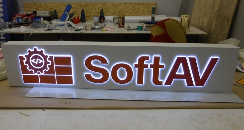 Custom Store Sign, Sleek 3D Halo Illuminated Light Box With 3D ...