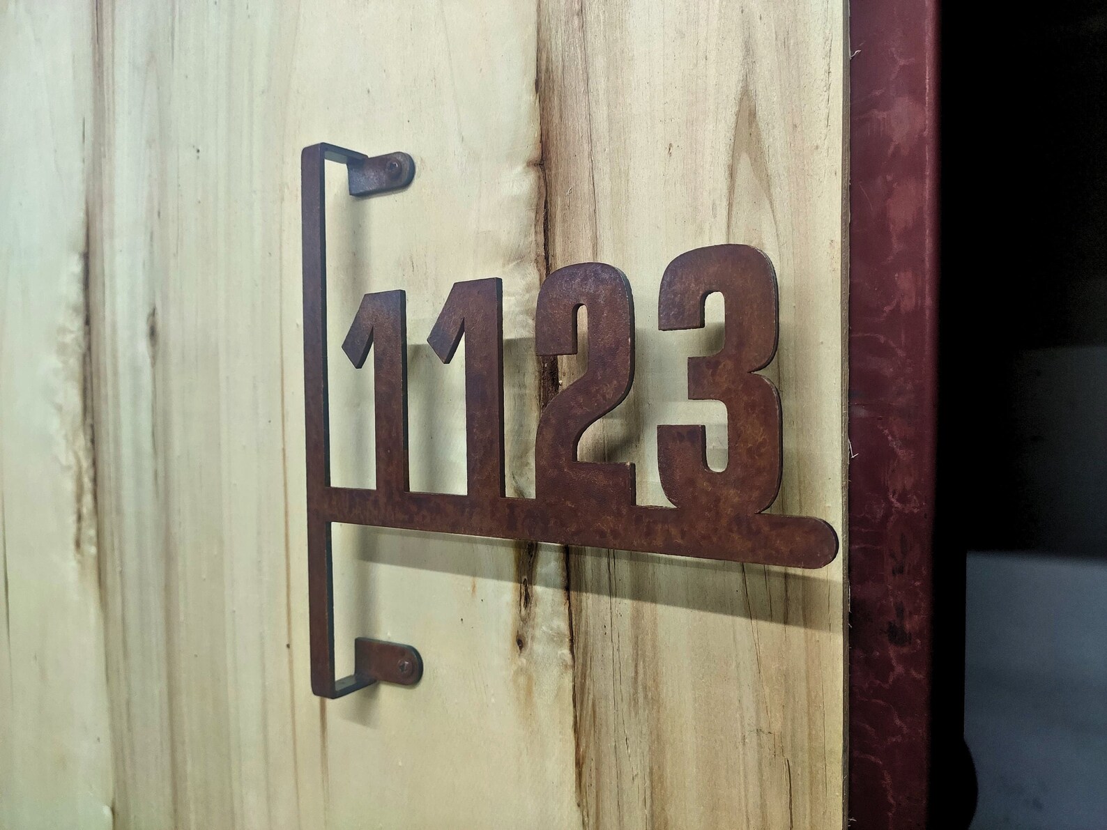 Steel House Number Sign | Custom Weathered Metal Address Plate, Modern ...