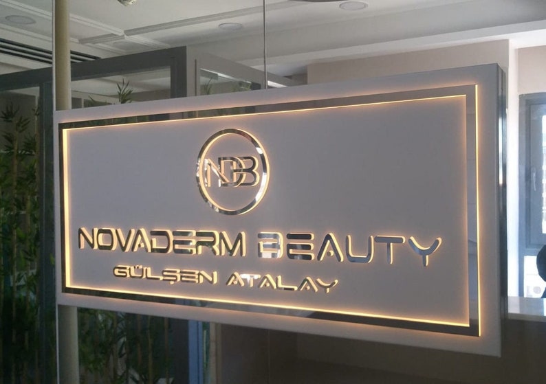 Custom Store Sign, Sleek 3D Halo Illuminated Light Box With 3D ...