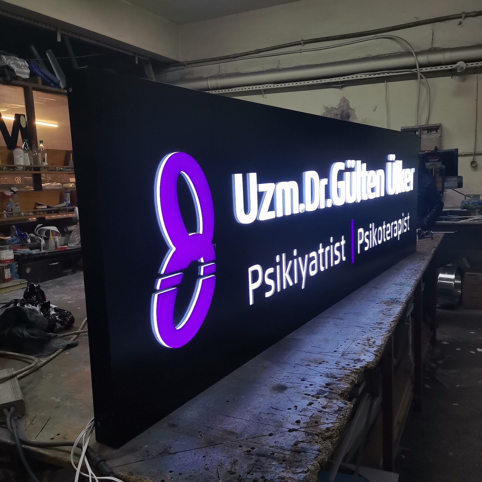 Custom Store Sign, 3D Background Sign, Office Wall Sign, Sleek 3D Light ...