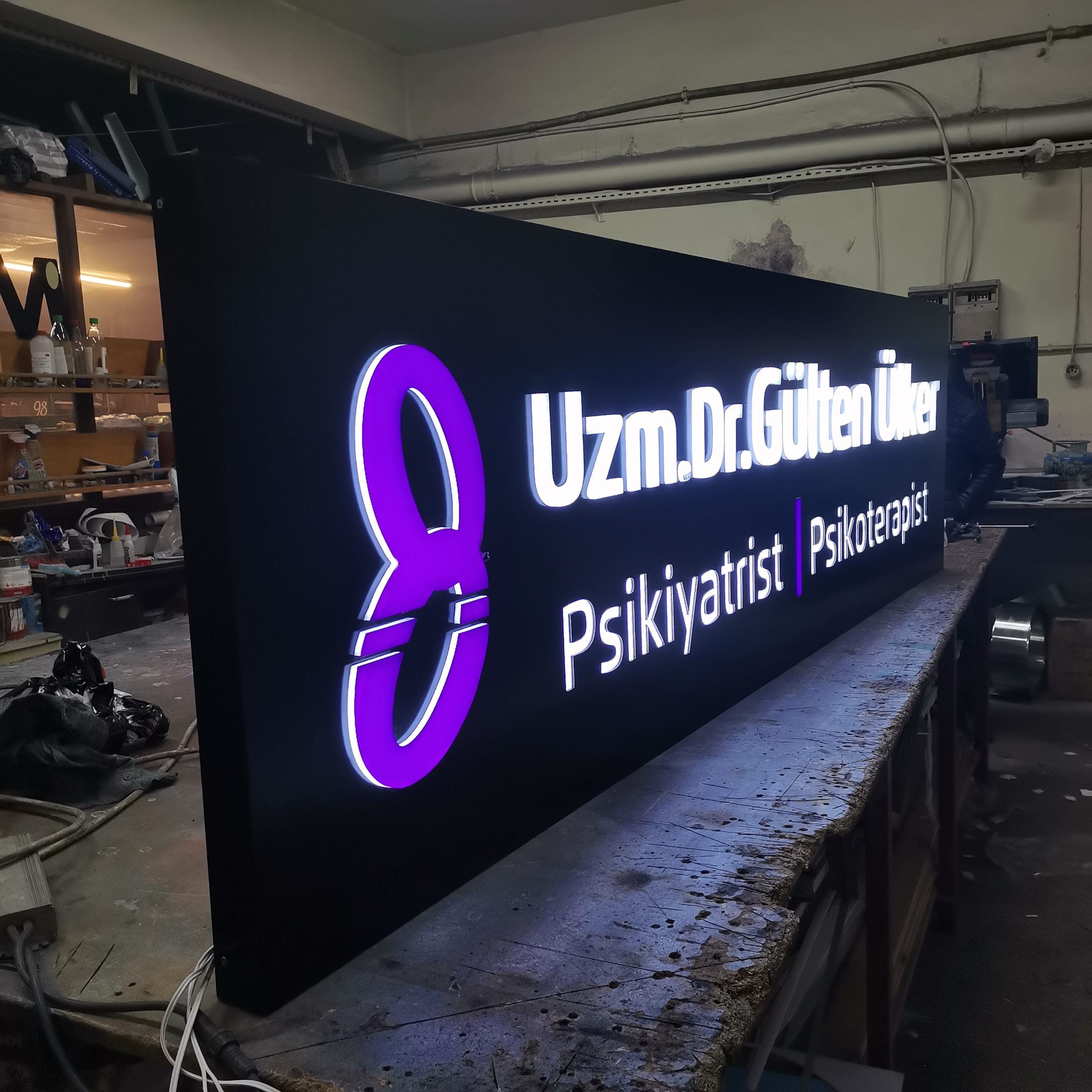 Custom Store Sign, 3D Background Sign, Office Wall Sign, Sleek 3D Light ...