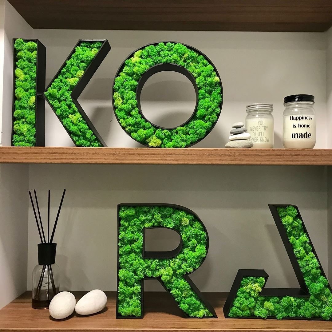 Custom Moss Sign, Personalized Moss Wall Decor, Green Live Moss Sign ...