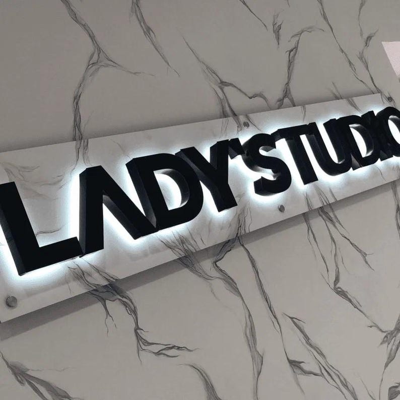 Backlit Metal Sign – 3D LED Illuminated Office & Reception Area Sign ...