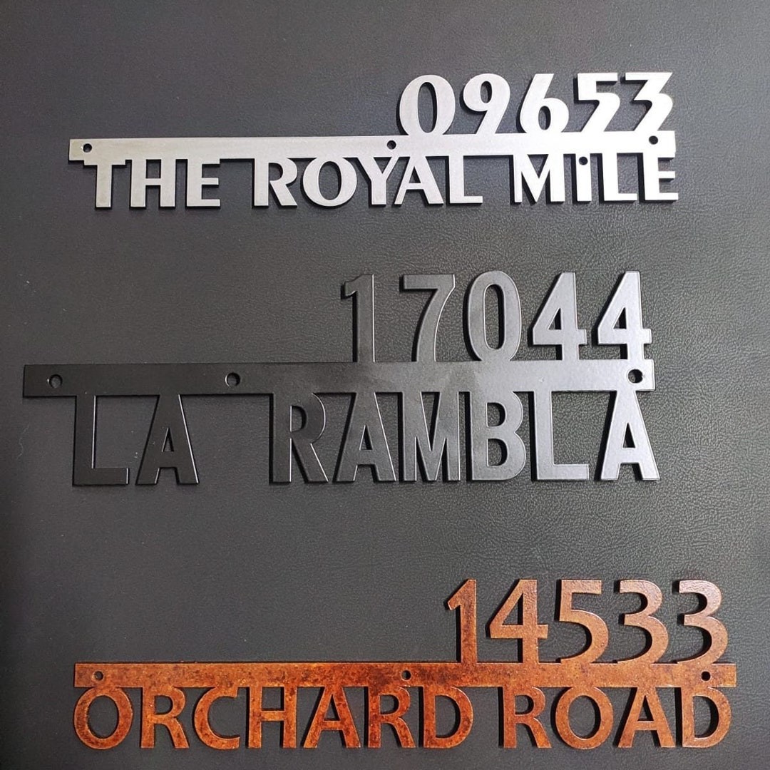 Custom Metal Rusted House Number Sign – Modern Address Signboard ...