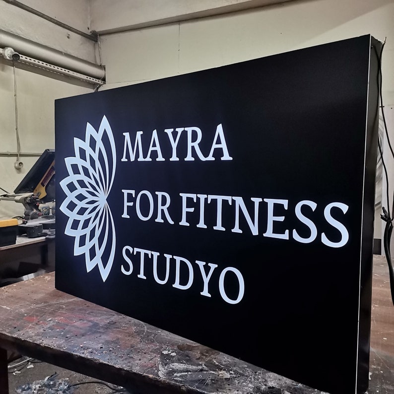 Custom Store Sign, Sleek 3D Halo Illuminated Light Box With 3D ...