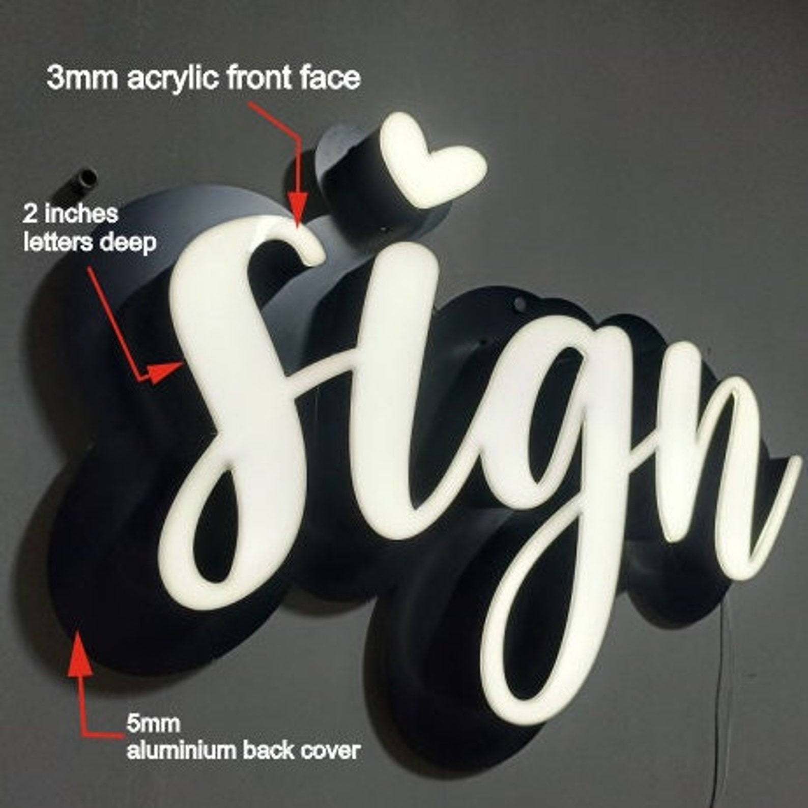 Custom Frontlit LED Sign, Personalized Business Sign, 3D Metal Acrylic ...