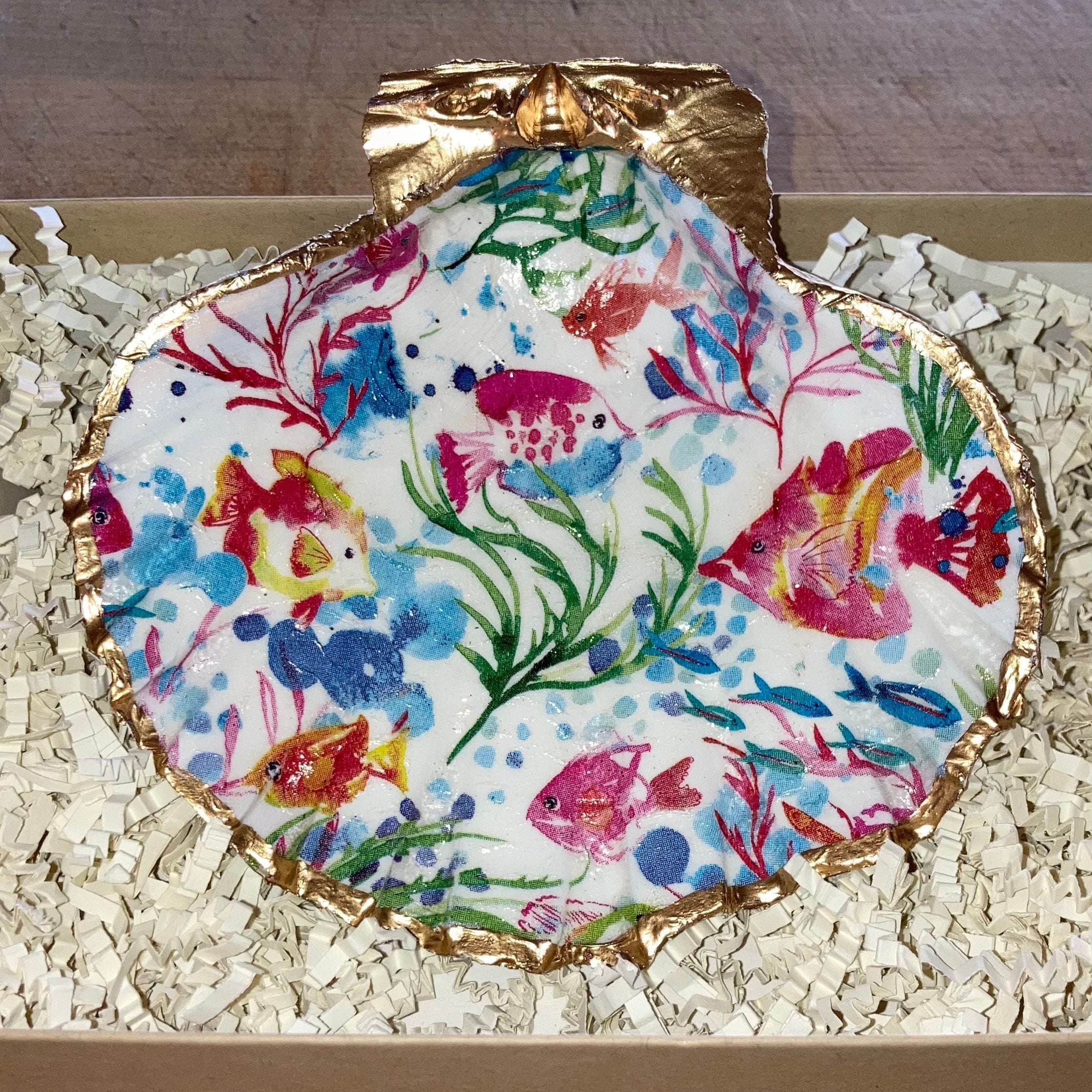 XL Tropical Fish Scallop Shell Jewelry Dish, Trinket Bowl - Etsy