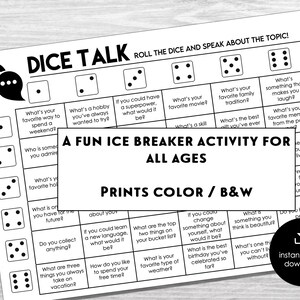 Icebreakers | Dice Talk Roll and Speak Game | Table Talk Dice ...