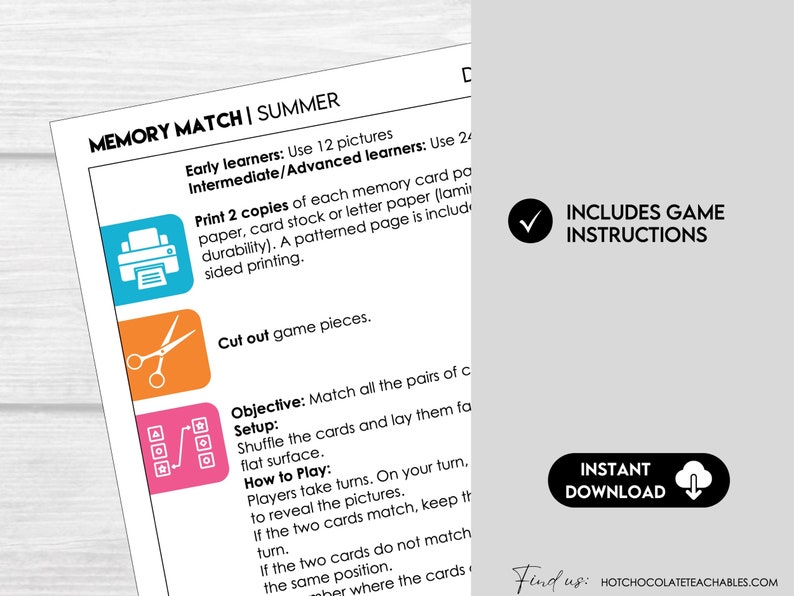 Summer Memory Match Game, Summer Matching Game, Beach Theme Kids Memory ...