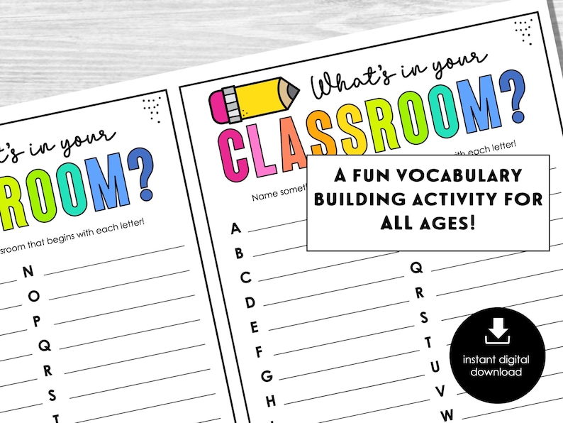 What's in Your Classroom? Back to School Game for Kids, A-Z Word Race ...