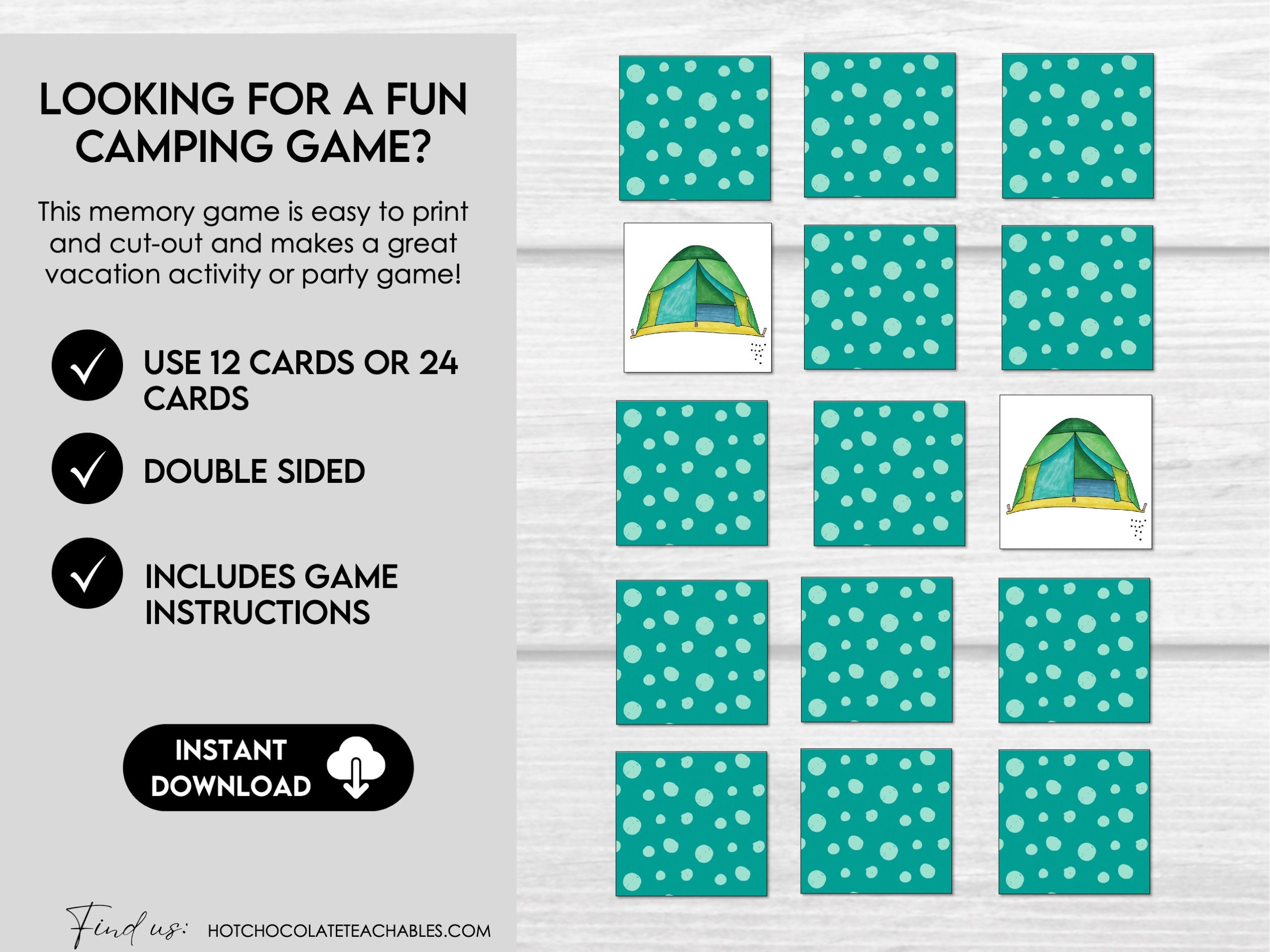 Summer Camp Memory Match Printable - Fun Camping Kid Games - Road Trip ...