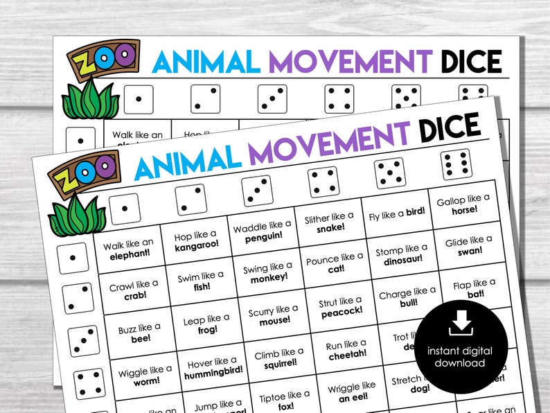 Animal Movement | Dice Game for Kids | Miming Game | Icebreaker Game ...