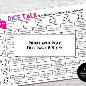 Icebreakers | Dice Talk Roll and Speak Game | Table Talk Dice ...