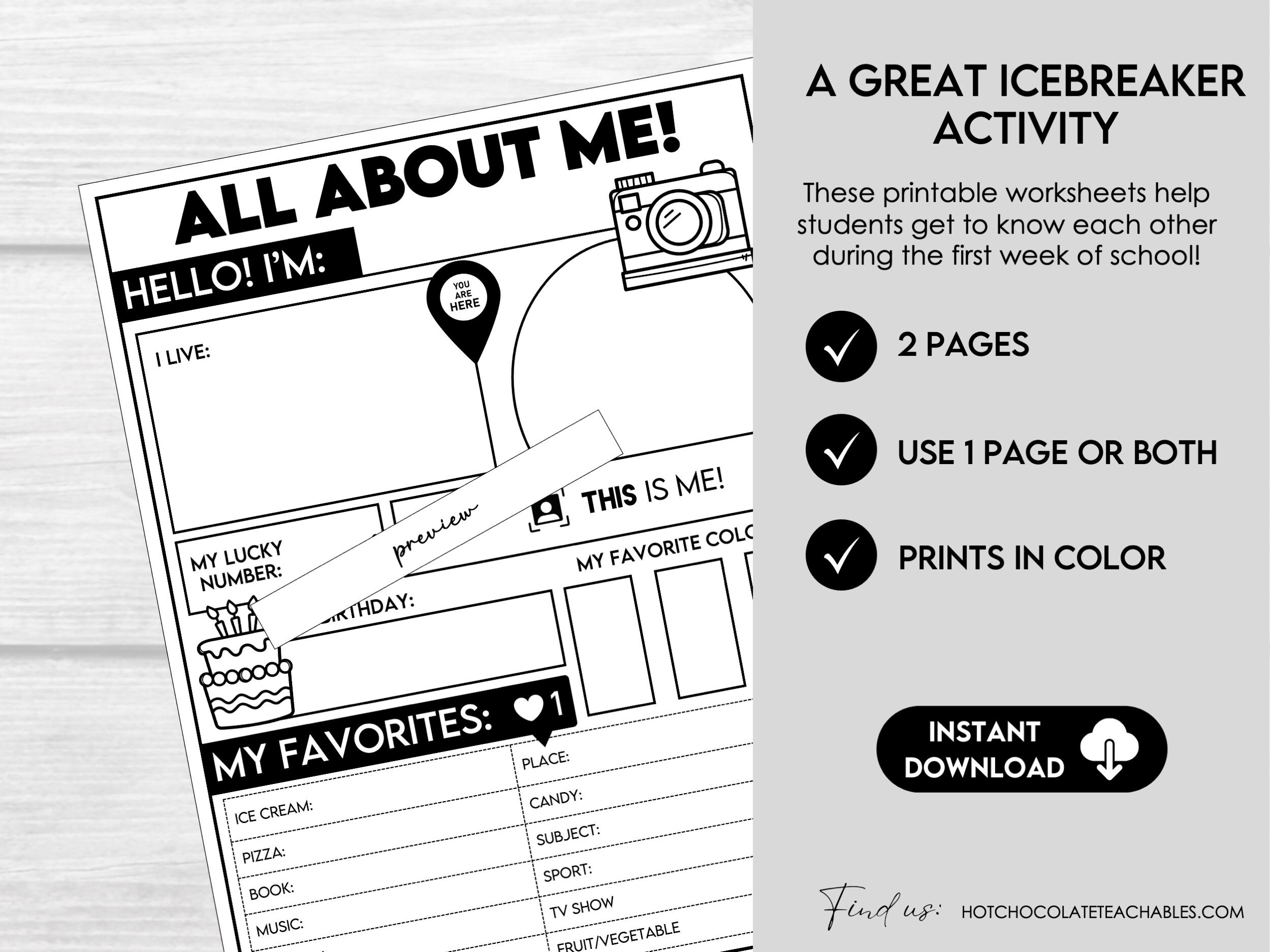 All About Me Printable, First Day of School Introduction Page, All ...