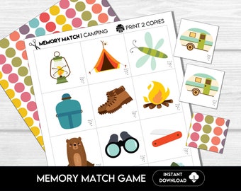 Summer Camp Memory Match Printable - Fun Camping Kid Games - Road Trip ...