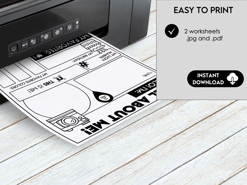 All About Me Printable, First Day of School Introduction Page, All ...