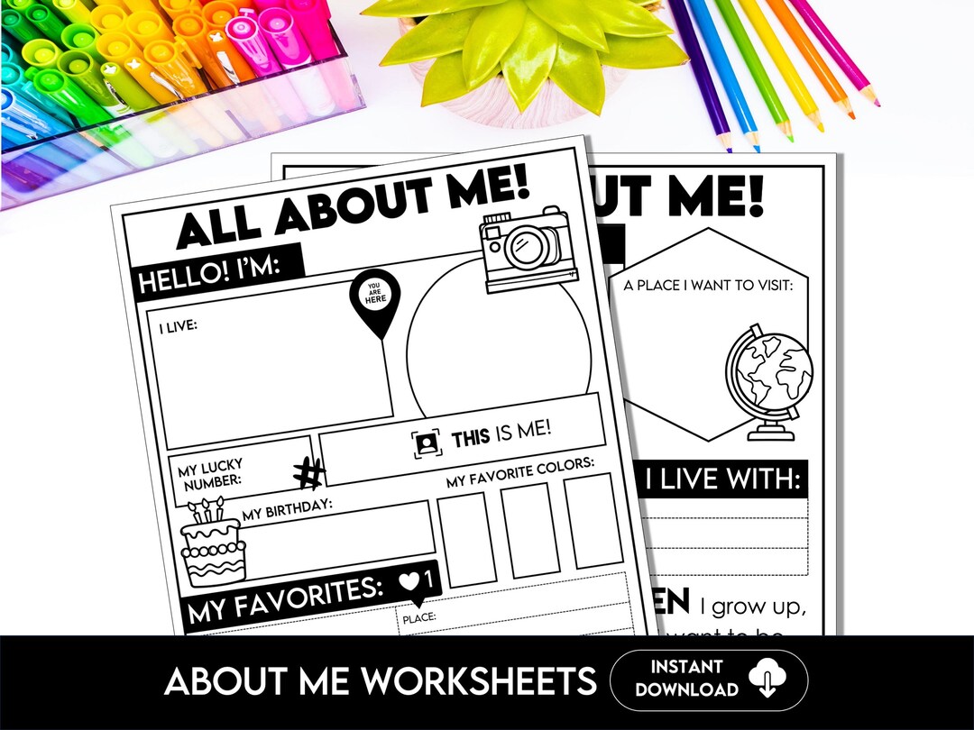 All About Me Printable, First Day of School Introduction Page, All ...