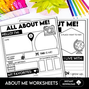 All About Me Printable, First Day of School Introduction Page, All ...