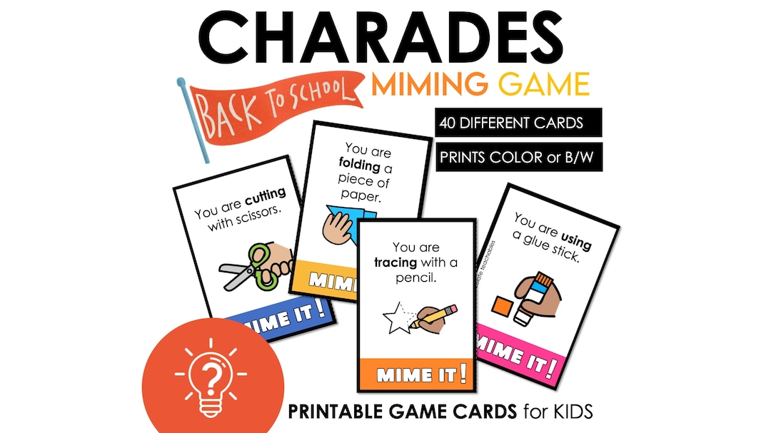 Back to School Charades, Charades Game for Kids, Classroom Charades ...