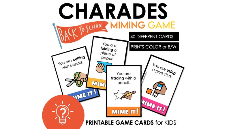 Back to School Charades, Charades Game for Kids, Classroom Charades ...