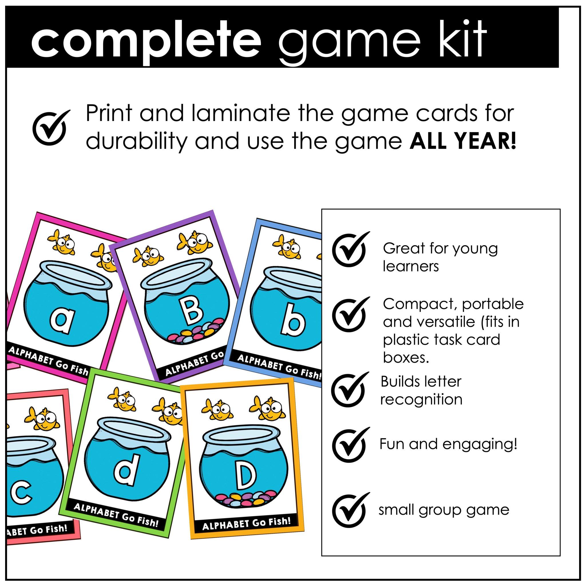 Alphabet Go Fish Game Printable, Uppercase Lowercase Letters, Preschool ...