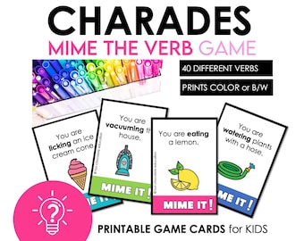 Halloween Charades Game Cards for Kids, Printable Charades Party Game ...