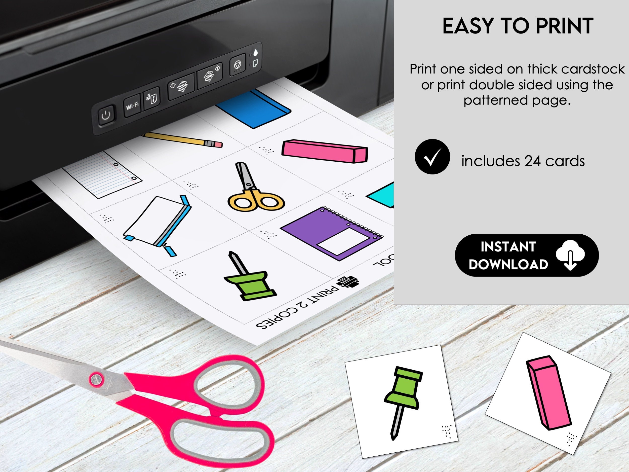 School Memory Matching Game Cards, Classroom Matching Game, School ...